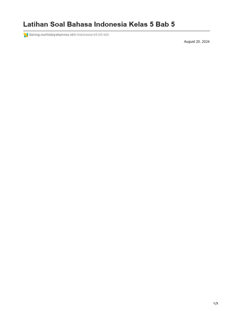 daring.nurhidayahpress.id-Latihan Soal Bahasa Indonesia Kelas 5 Bab 5 | PDF