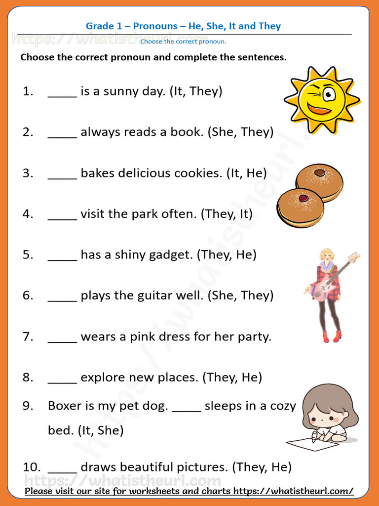 Pronouns He She It and They Grade 1 | PDF