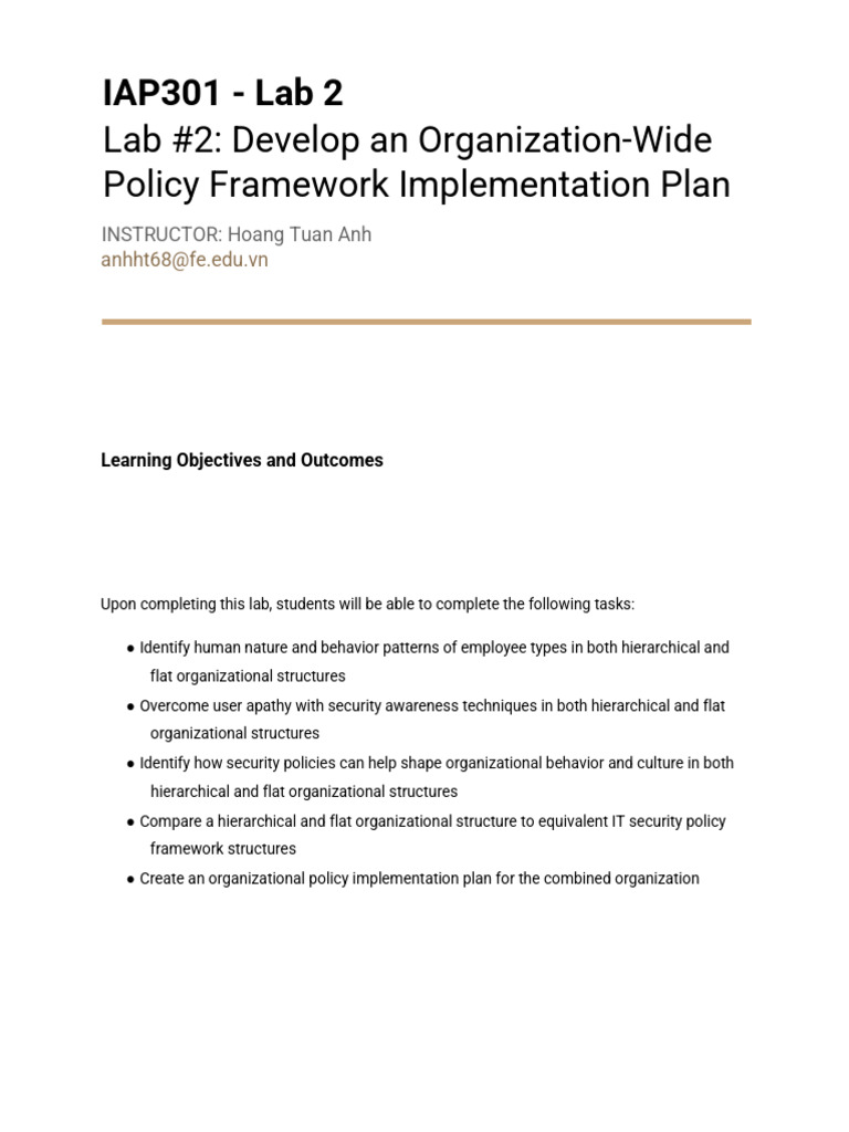 Lab 2 - IAP301 | PDF | Leadership | Policy