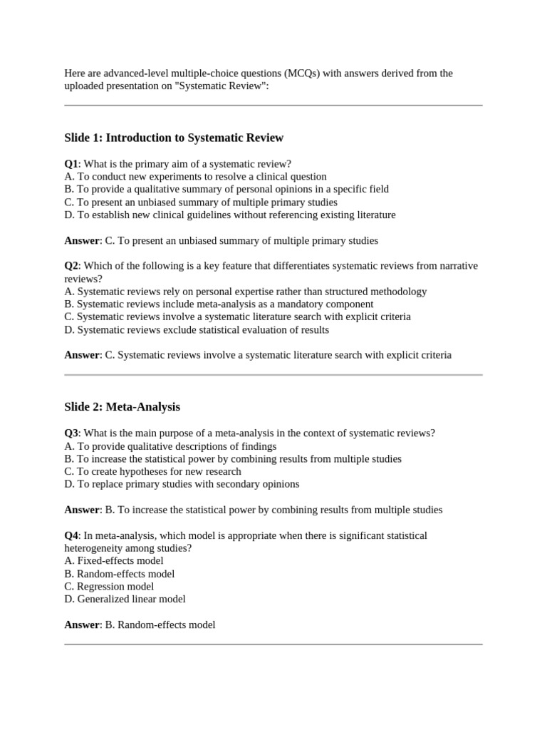 Cat Systematicreview Ebp | PDF | Systematic Review | Meta Analysis