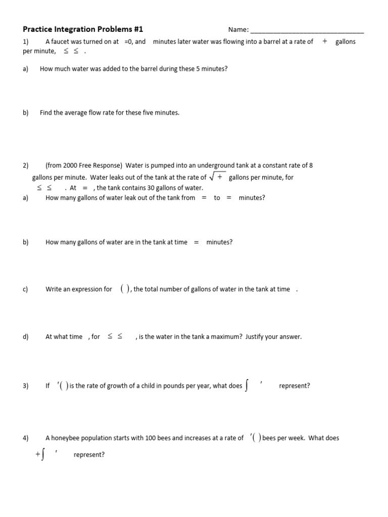 practice_integration_problems_1 | PDF | Mathematical Objects | Mathematics