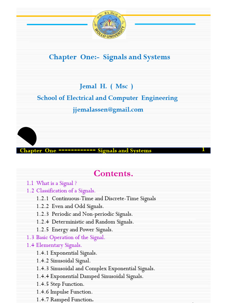 Chapter-1 Signal and syst (1) | PDF | Discrete Time And Continuous Time | Applied Mathematics