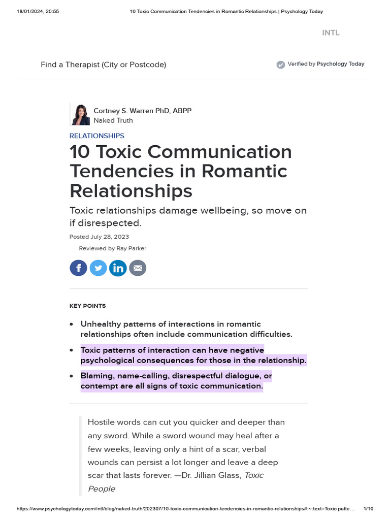 10 Toxic Communication Tendencies in Romantic Relationships ...