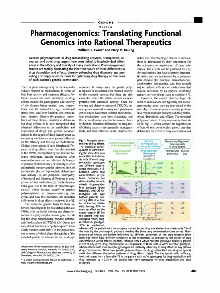 Pharmacogenomic Translating Functional Genomics Into Rational Therapeutics | PDF ...