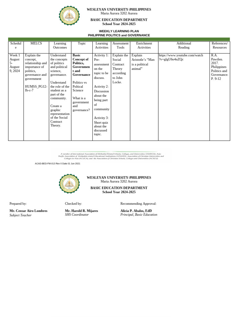 Weekly-Learning-Plan PPG - Week 1 | PDF | Intelligence | Psychology