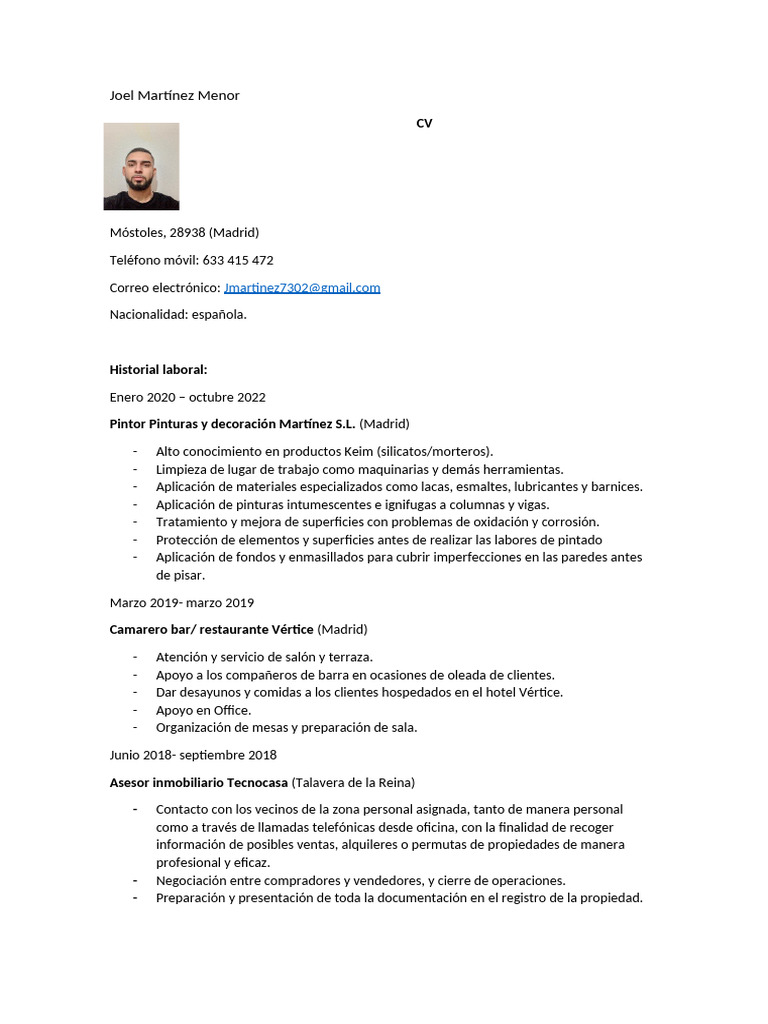 CV Joel Martinez Menor | PDF
