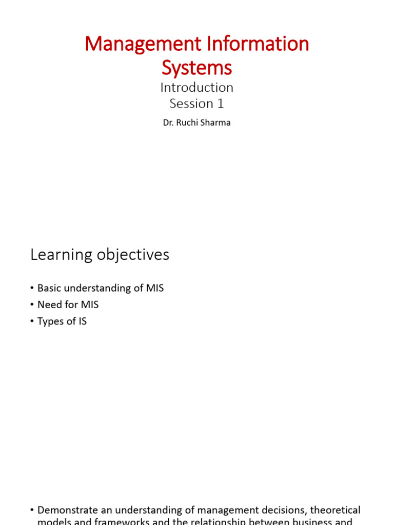Session 1_MIS | PDF | Information | Management Information System