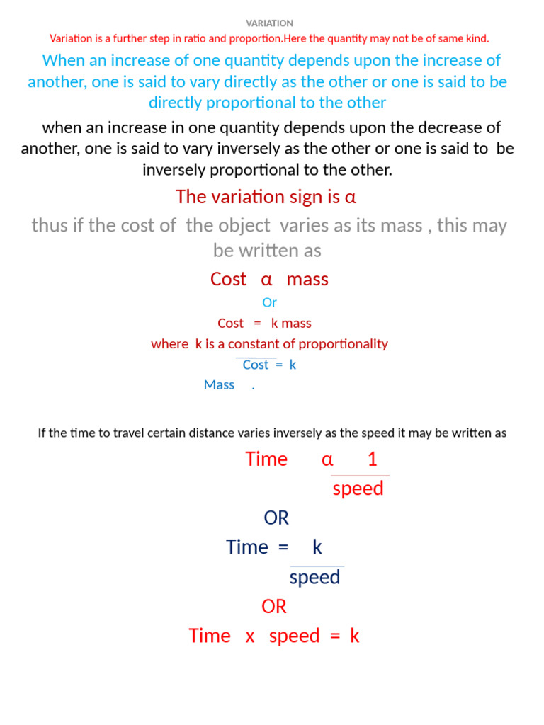 Proportion - Variation | PDF | Percentage | Ratio