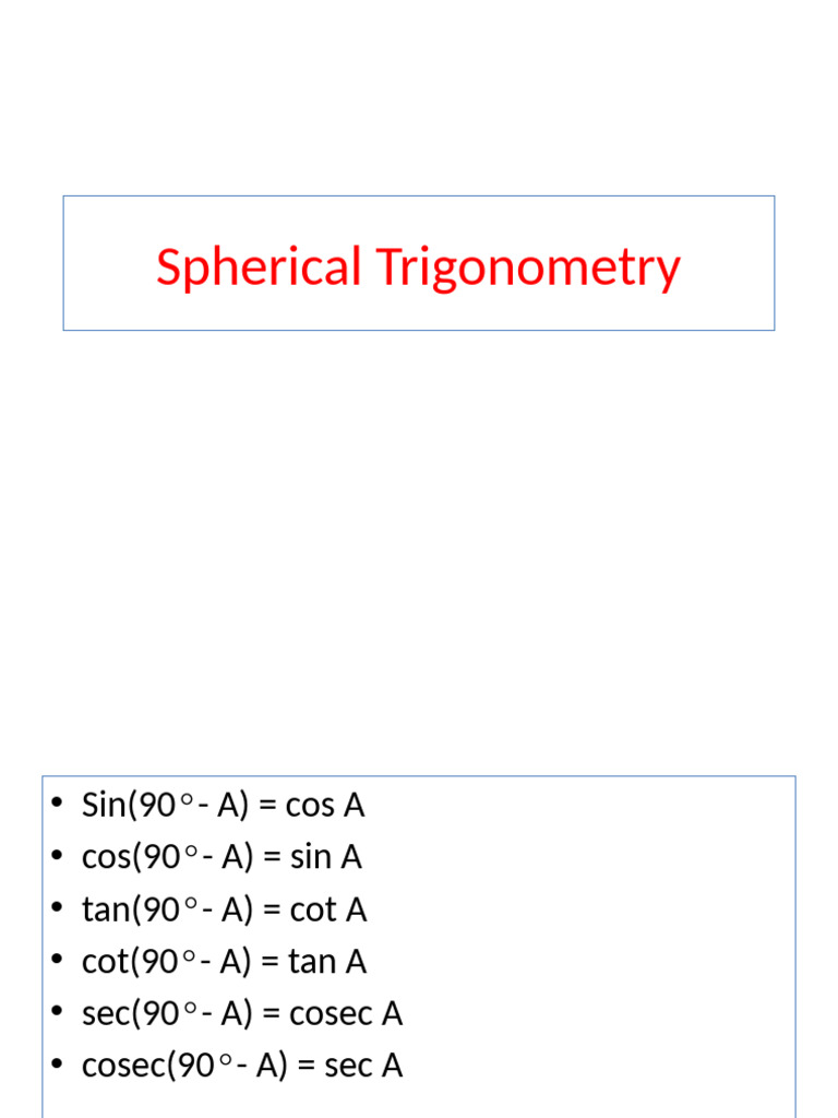 Spherical Trigonometry | PDF | Trigonometric Functions | Trigonometry