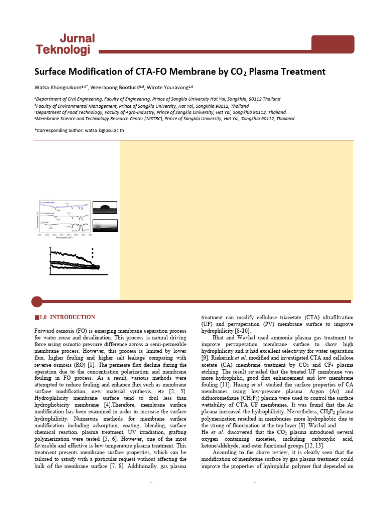 Surface Modification of CTA FO Membrane | PDF | Membrane | Osmosis