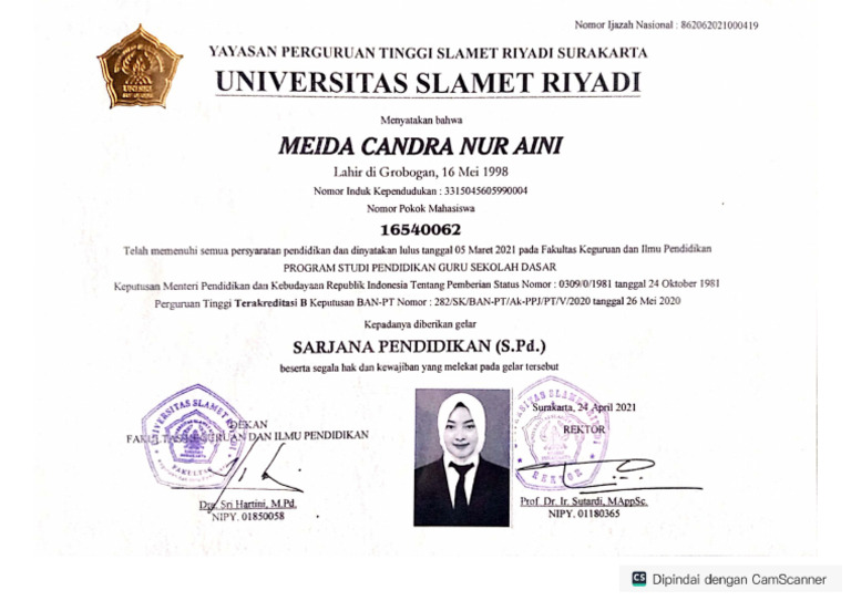 Ijasah - 3315045605990004 - MEIDA CANDRA NURAINI | PDF