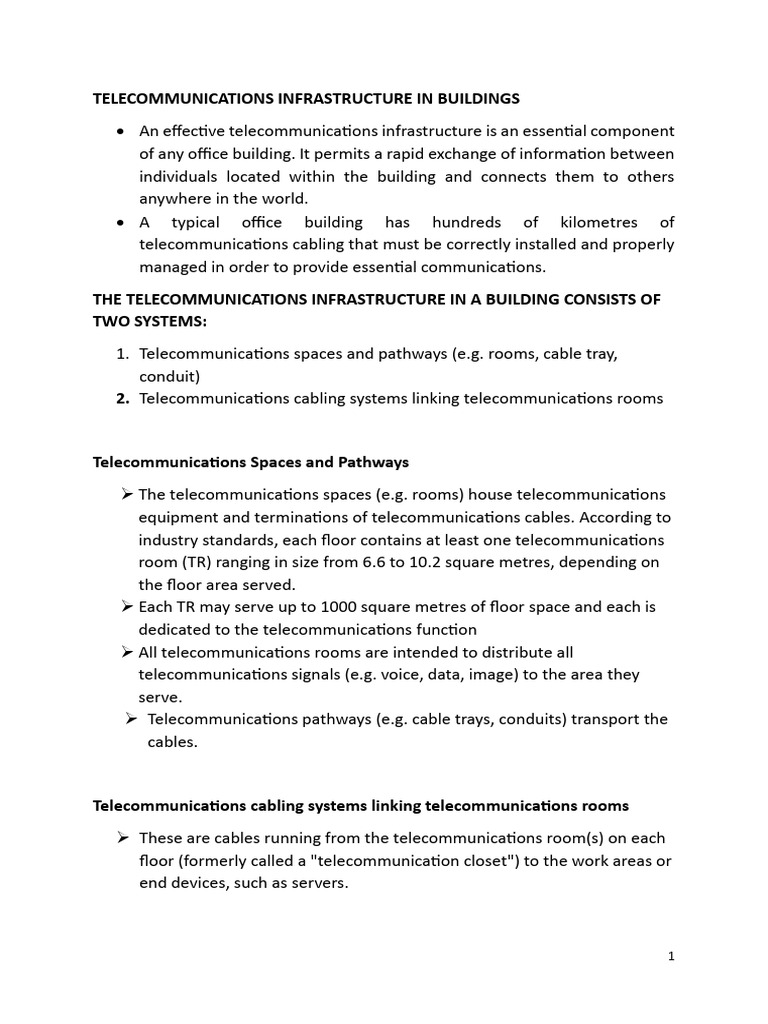 Telecommunications Infrastructure Overview | PDF | Computer Hardware ...
