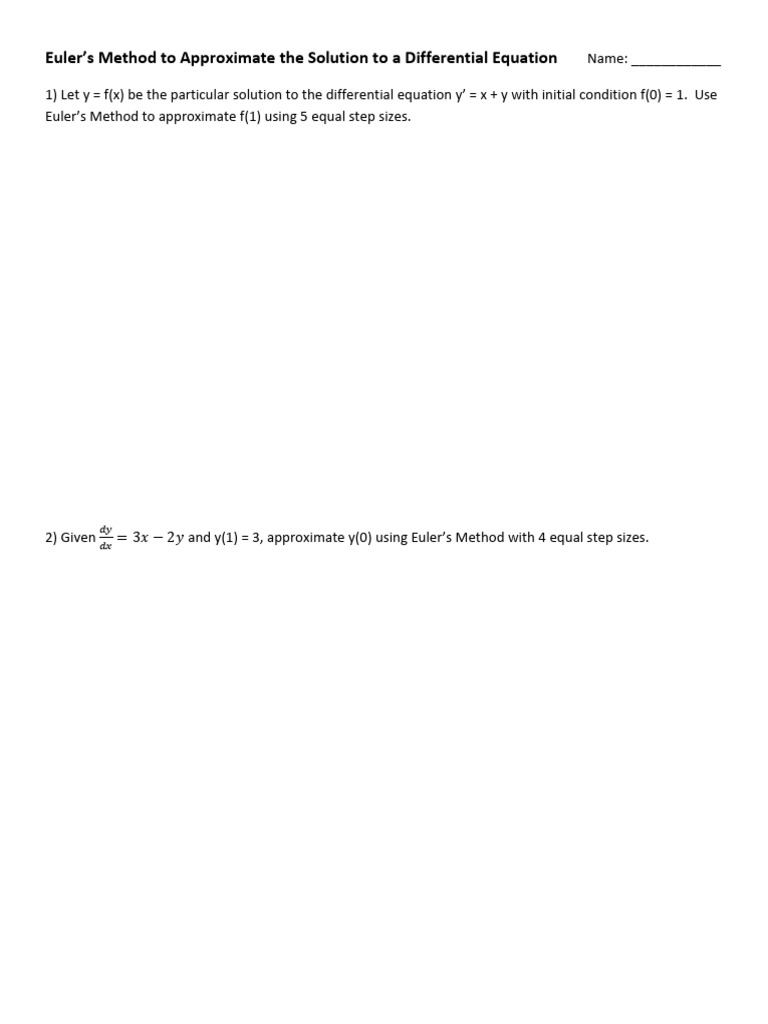 61 Eulers Method To Approximate The Solution To A Differential 0768