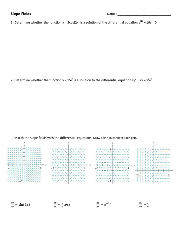 6.1 Slope Fields Assignment | PDF | Mathematical Analysis | Mathematics
