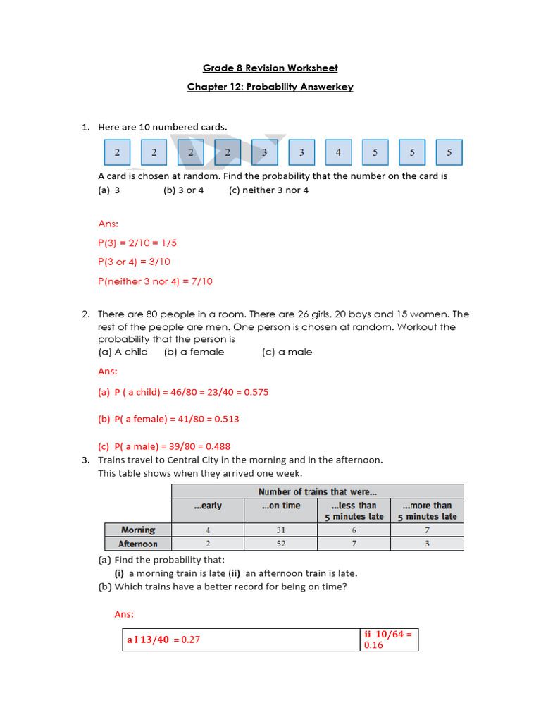 CH 12 - Probability - Answerkey | PDF | Probability Theory | Probability