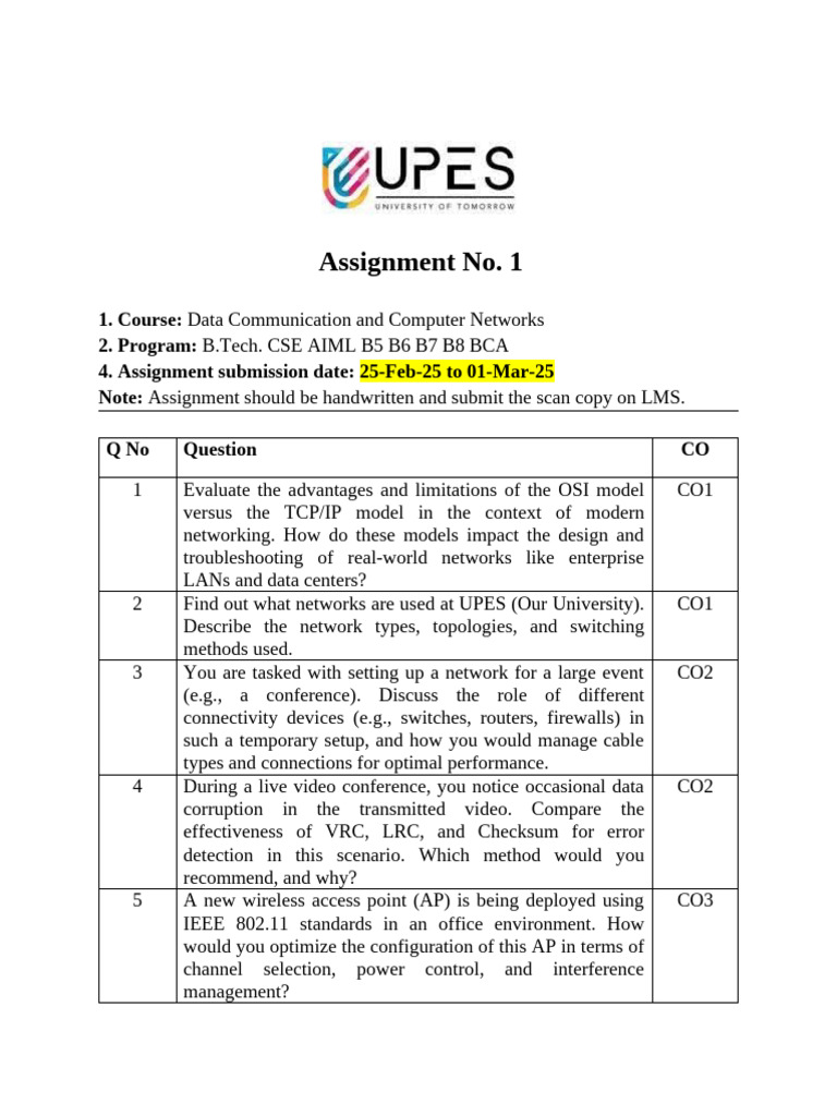DCN Assignment 1 | PDF