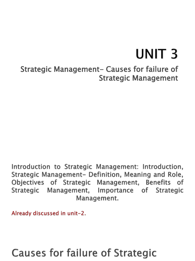 Causes of Strategic Management Failure | PDF | Risk Management ...