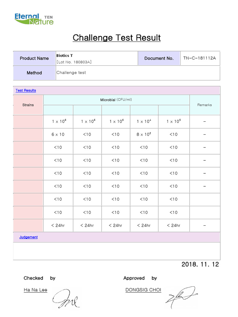 Challenge Test - Biotics T | PDF