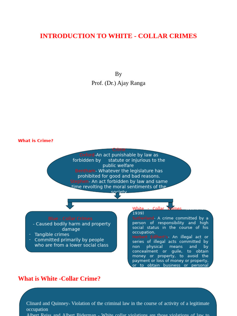 1 Introduction To White Collar Crimes | PDF | Corruption | Crimes