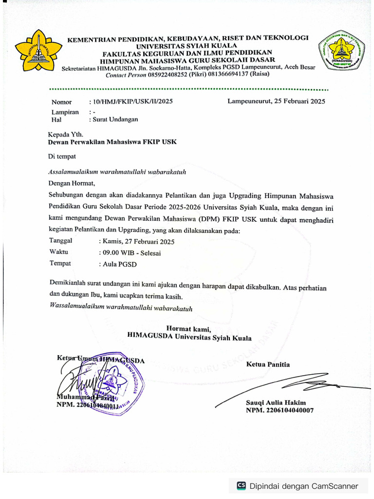 Undangan Dpm fkip | PDF