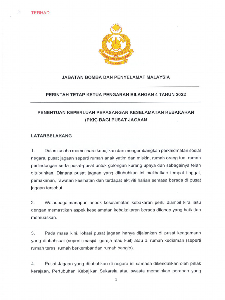 Perintah Tetap Ketua Pengarah Bilangan 4 Tahun 2022 Penentuan Keperluan ...