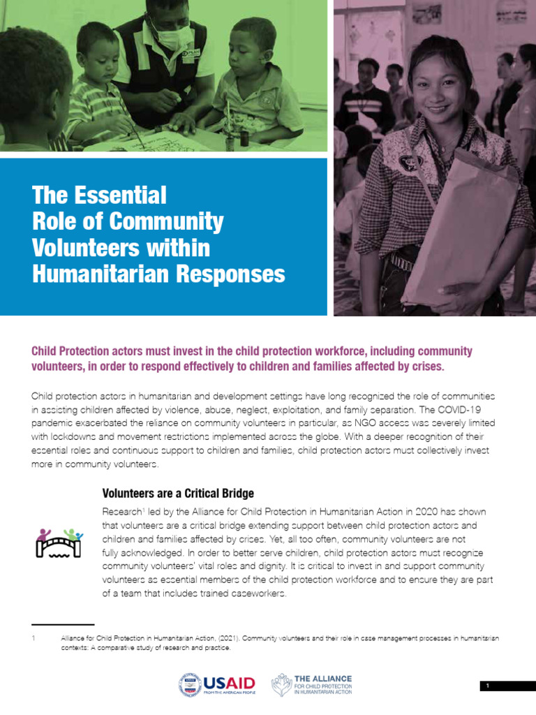 Cecm - Community Volunteer Policy Brief - Low Res | PDF | Child Protection | Volunteering