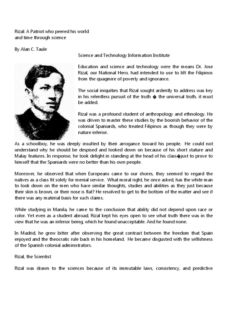 Rizal's Works in Science and Technology | PDF | Science | Human