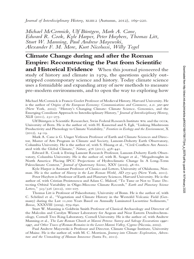 Climate Change During and After The Roman Empire - Reconstructing The ...