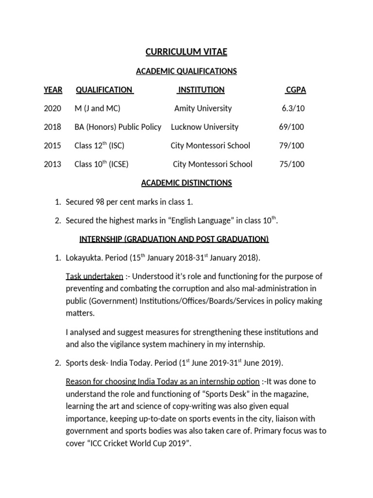 Curriculum Vitae (Dhananjay Pant) | PDF