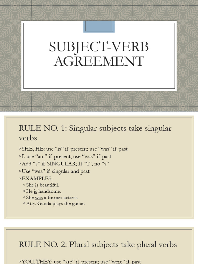 Subject-Verb Agreement Rules Guide | PDF