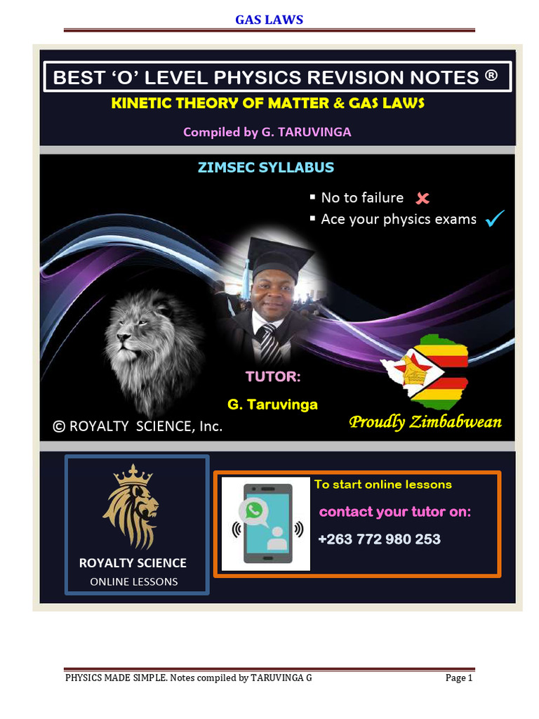 7.0 The Kinetic Theory of Matter & Gas Laws 2019 | PDF | Gases ...