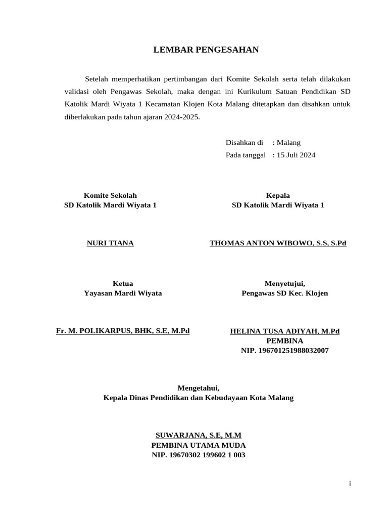 2. Lembar pengesahan KOSP | PDF