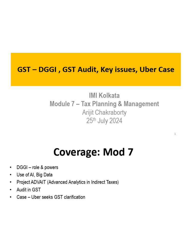 IMI Module 7 GST BM 25072024 | PDF | Taxes | Audit