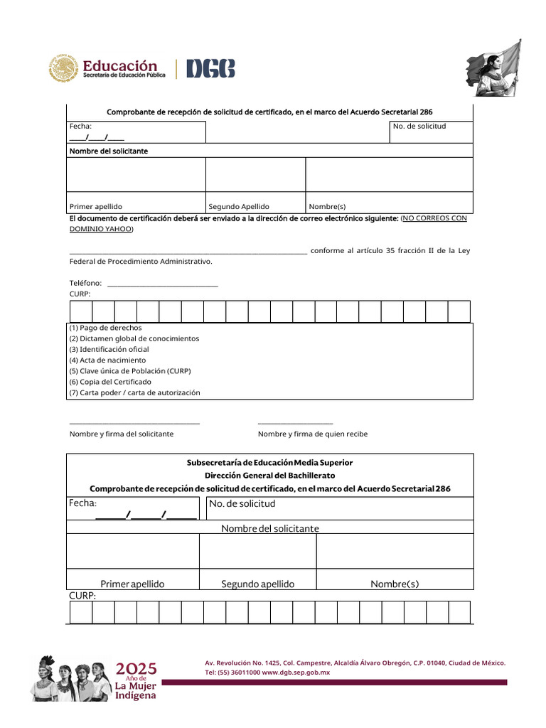 Formato de Solicitud de Certificado Acuerdo 286 | PDF