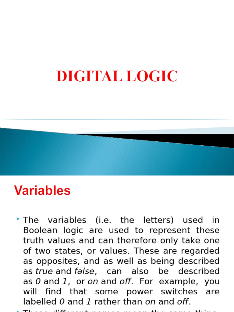 Lecture 1 - Digital Logic | PDF | Boolean Algebra | Teaching Mathematics