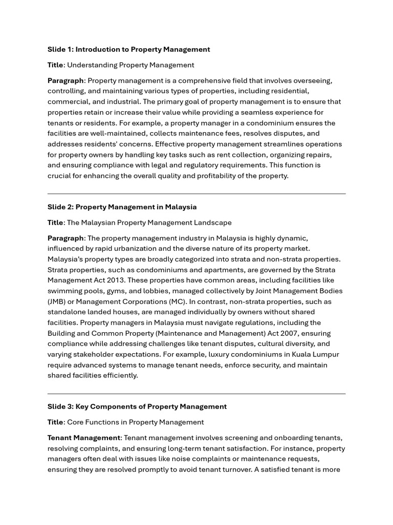 Property Management | PDF | Property Management | Condominium