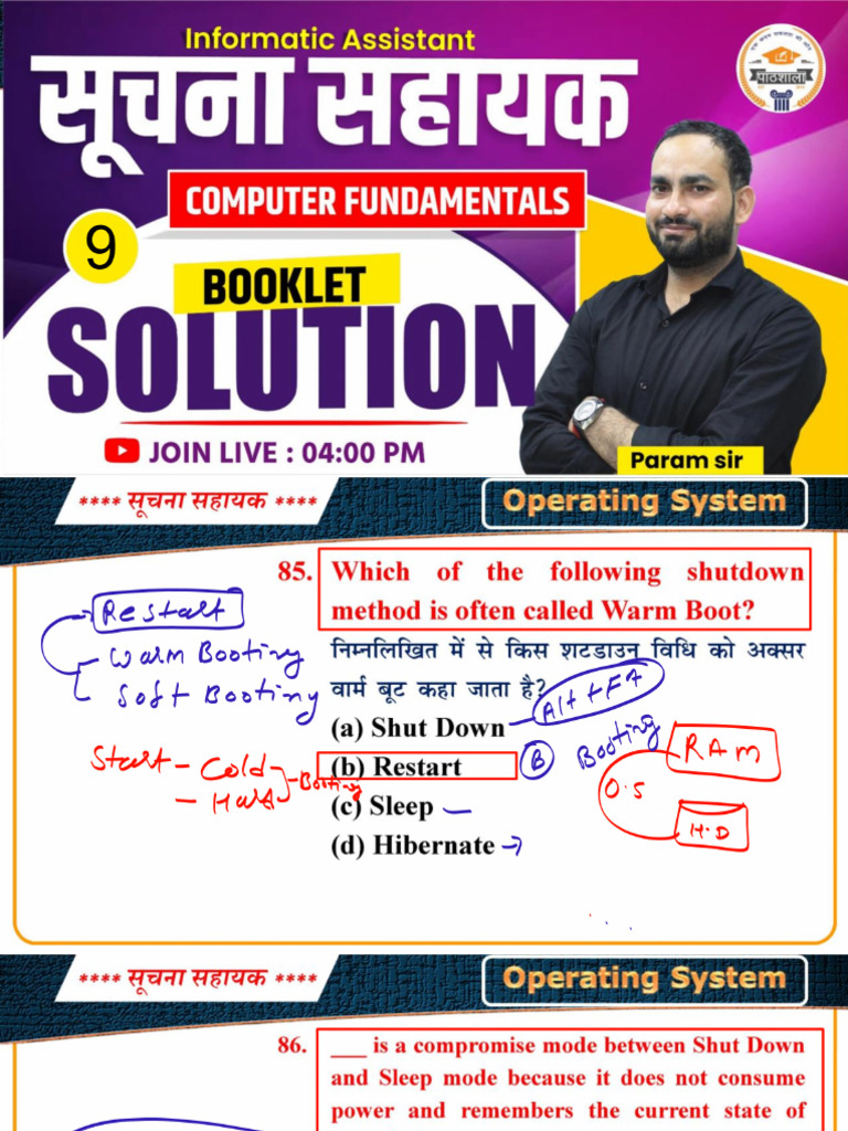 Suchna Sahayak 2023 Operating System Booklet Solution Part 09 | PDF
