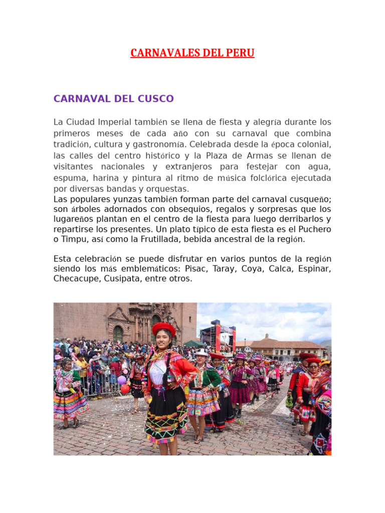 Carnavales Del Peru | PDF | Carnaval