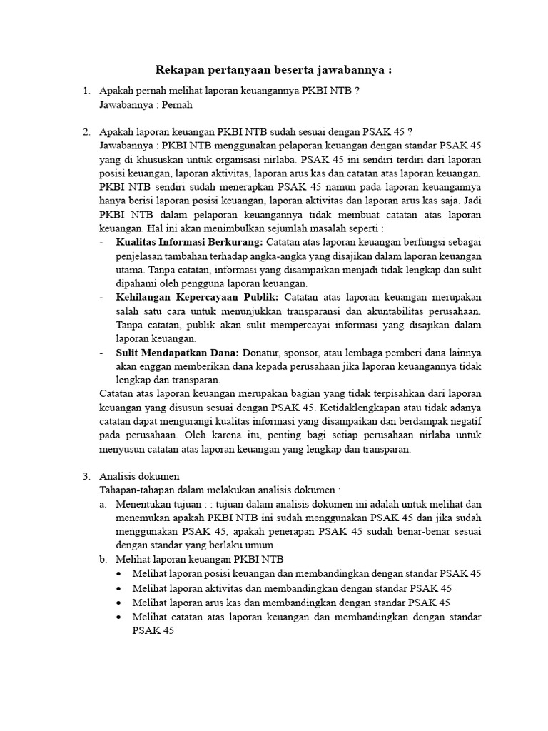 Analisis Laporan Keuangan PKBI NTB | PDF