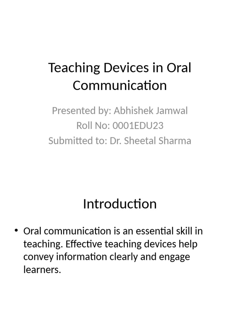 Teaching Devices Oral Communication | PDF