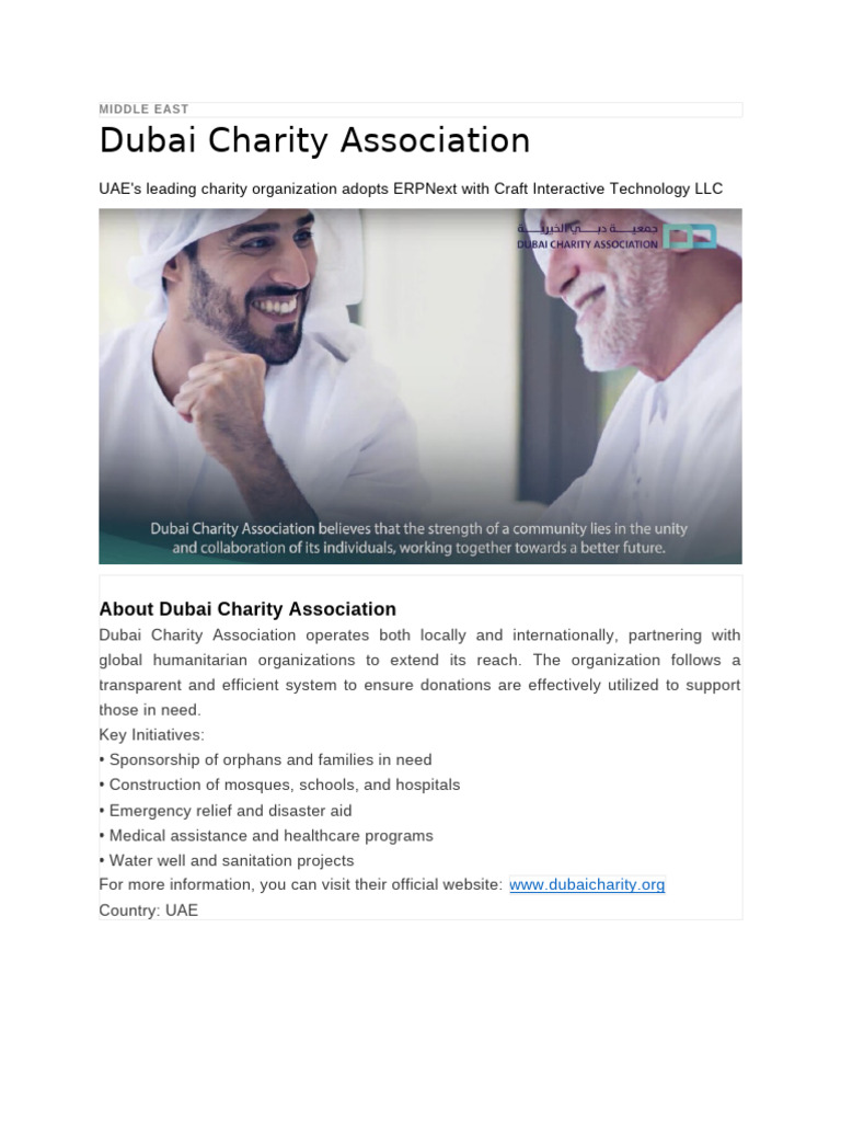 Dubai Charity Association - CS ERPNEXT | PDF | Charitable Organization ...