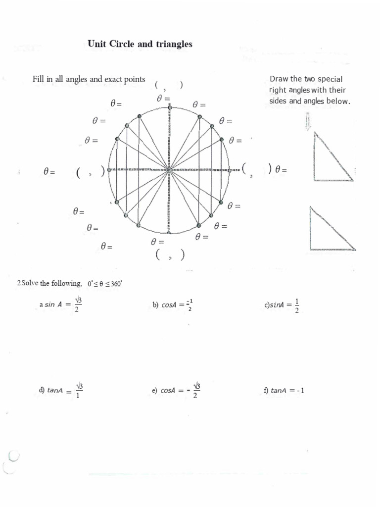 01b Unit Circle & Triangles | PDF