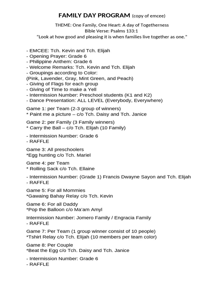 Family Day Program | PDF