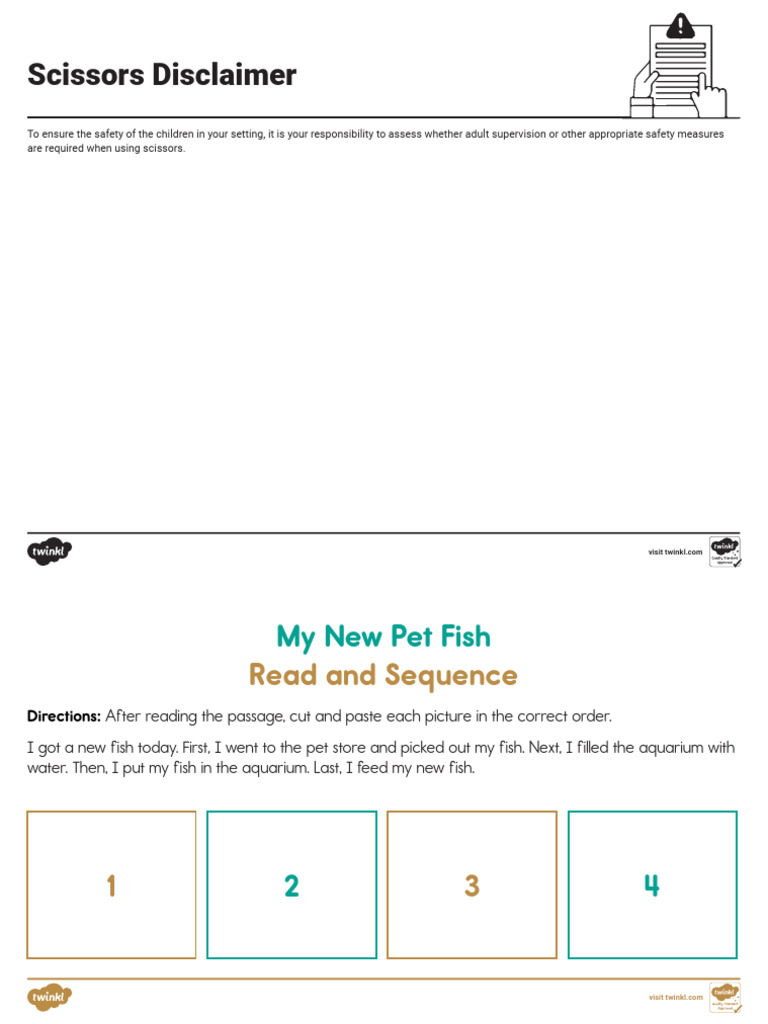 Scissors Safety and Fish Sequencing Activity | PDF