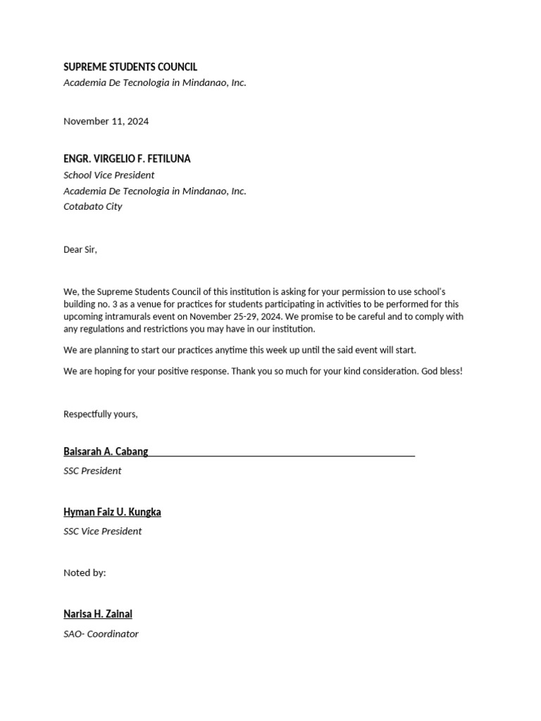 Permission Request for Venue Use | PDF