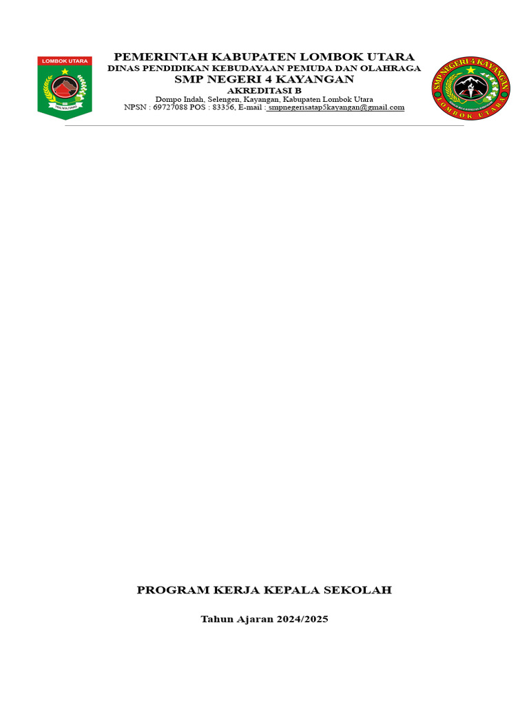 Proker Kepala Sekolah 24.25 | PDF