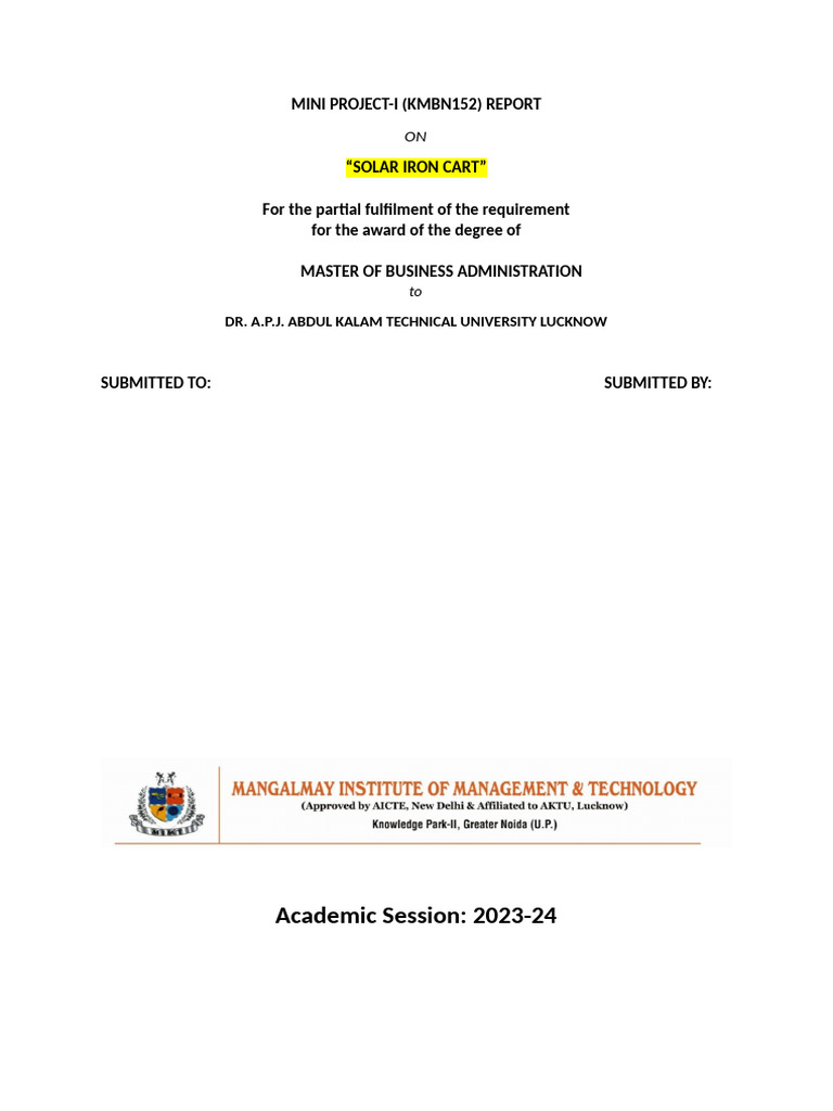 SOLAR IRON CART MBA | PDF | Solar Power | Photovoltaic System