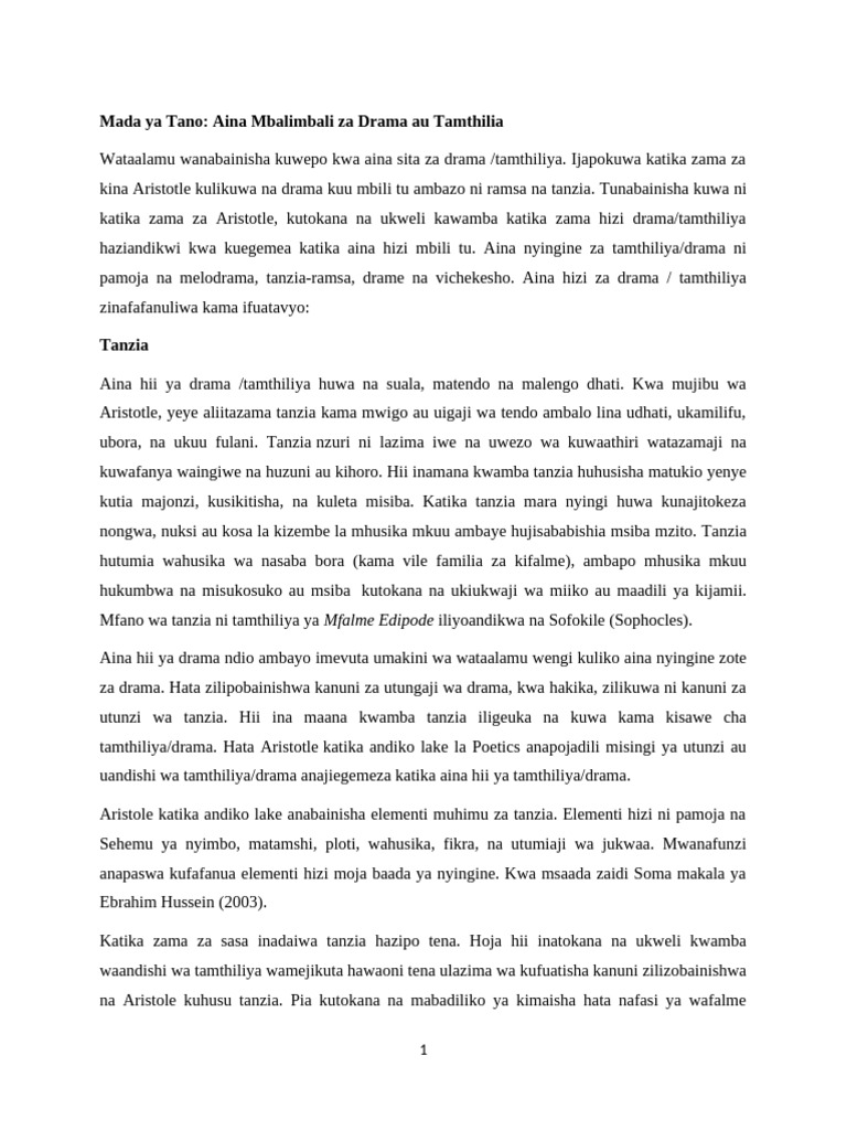 Notisi Za Mada Ya Tano | PDF
