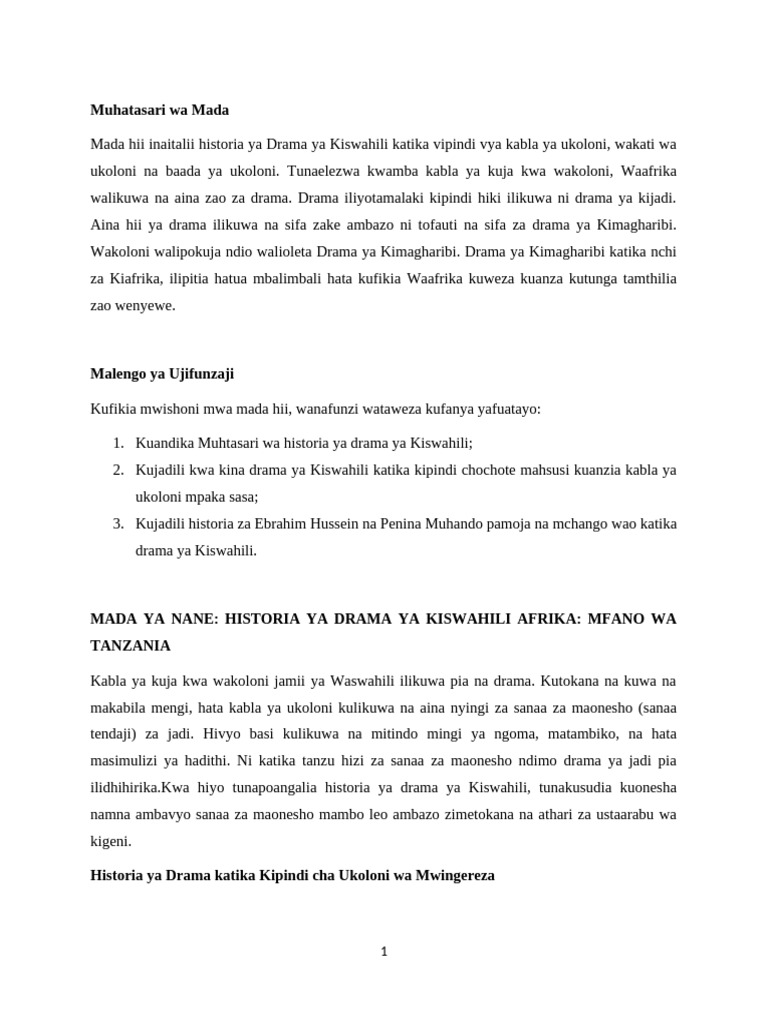 Notisi Za Mada Ya Nane | PDF