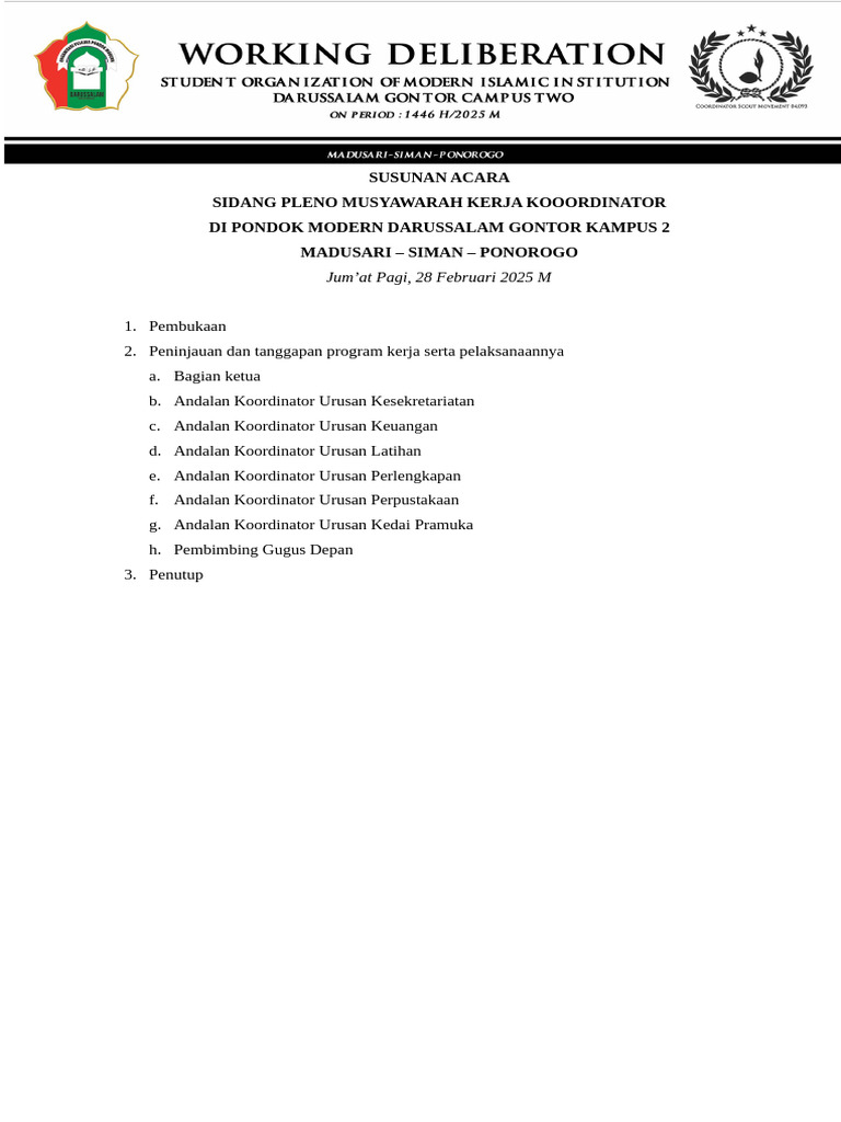 Sidang Pleno Musyawarah Kerja Koor 2025 | PDF